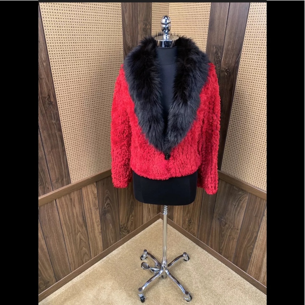 Paula Lishman Knit Red Beaver & Black Fox Jacket - Gem